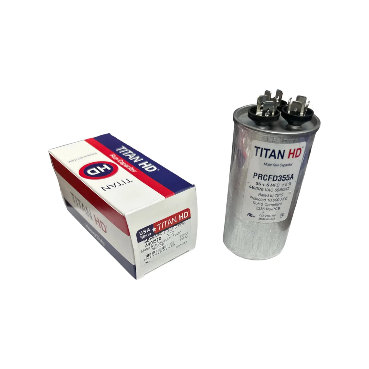 PRCFD355A Titan HD Capacitor 35 + 5 MFD 370/440 VAC Made in USA — NWF ...