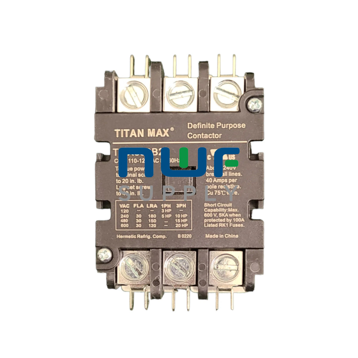 TMX330B2 Titan Max Contator 3 Pole, 30 Amp, 120 Volt Coil — NWF Supply